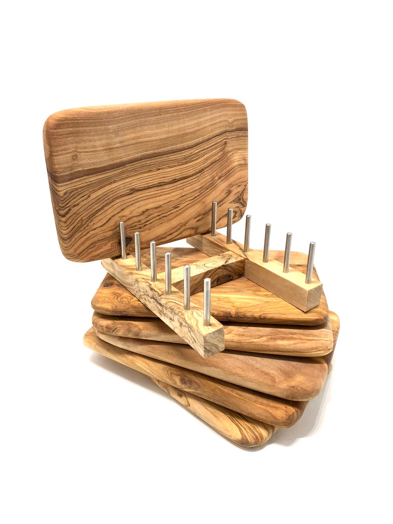 Board Stand for up to 6 Breakfast Boards Olive Wood Board Holder - Etsy