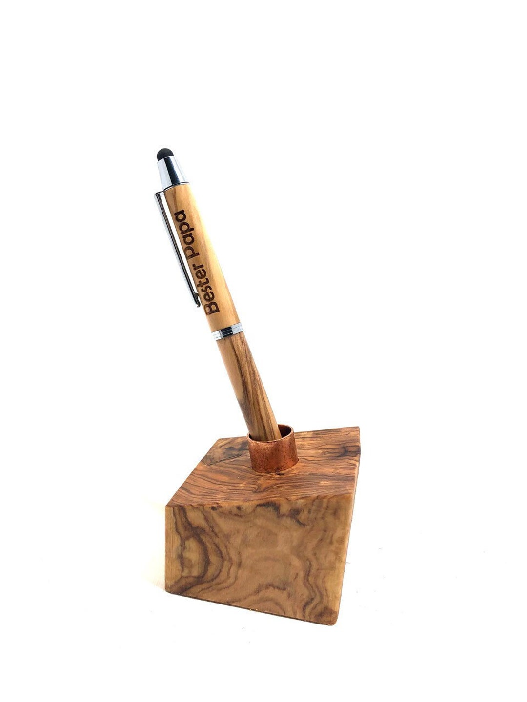Pen Holder KURT With Engraved Ballpoint Pen HENRI Made of Olive Wood - Etsy