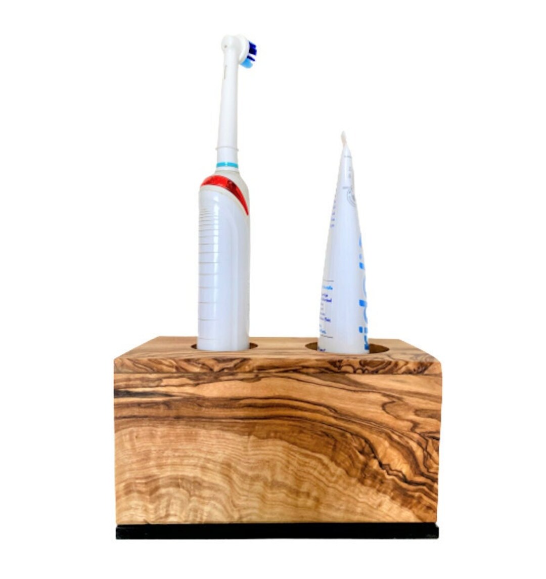 Tooth Brushing Station ELEKTRA Made of Olive Wood Toothbrush - Etsy