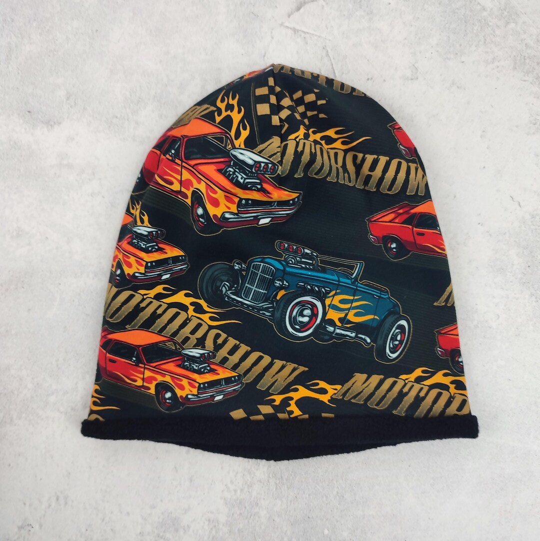 Beanie Motorshow, Cool Hat for Children With Colorful Cars and Flames ...