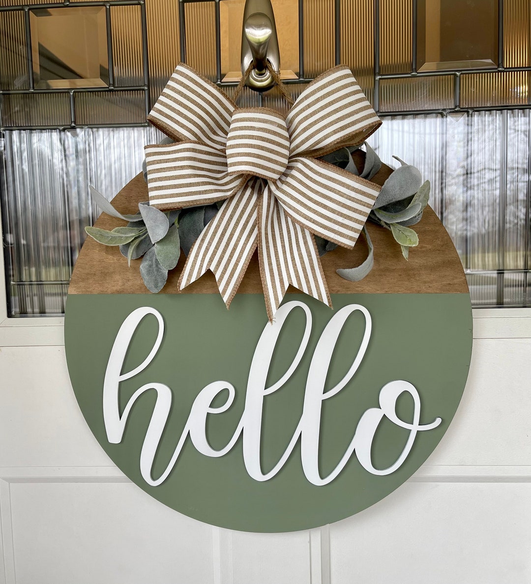 Hello Round Door Hanger Sign - Etsy