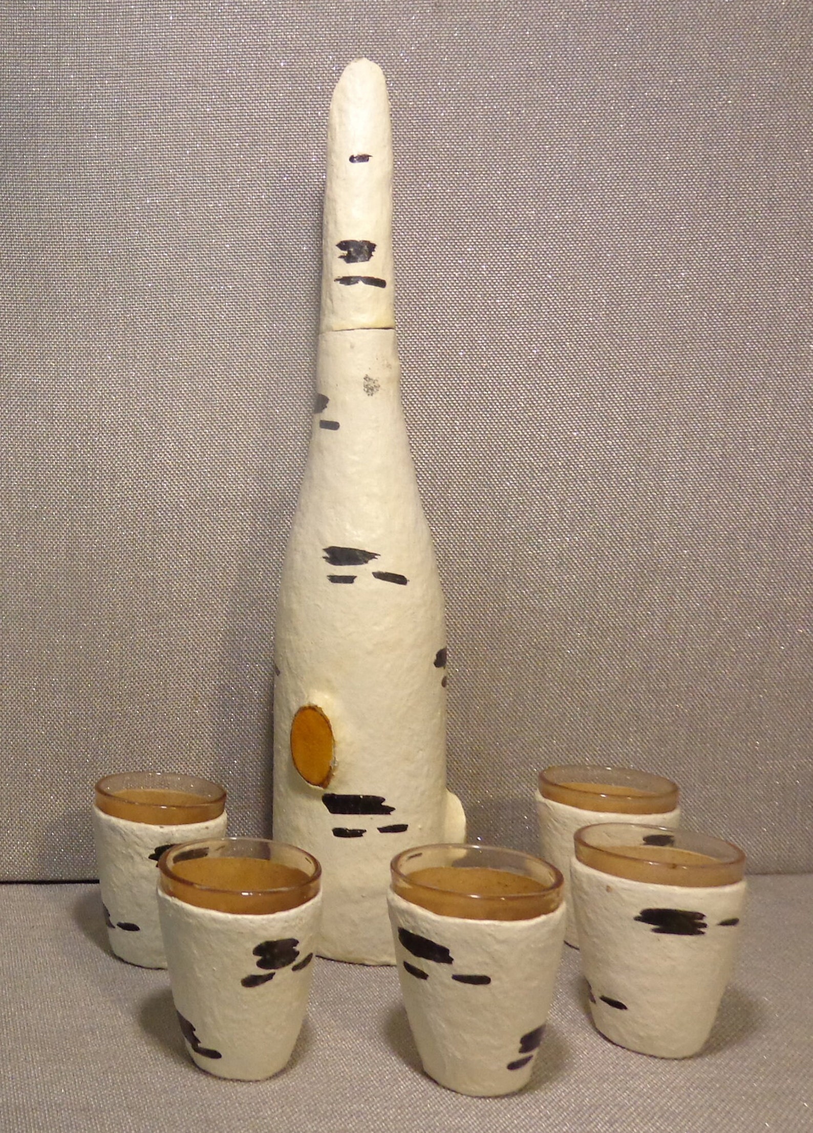 Vintage Faux Bois Decanter Set Vintage White Birch Faux Bark - Etsy