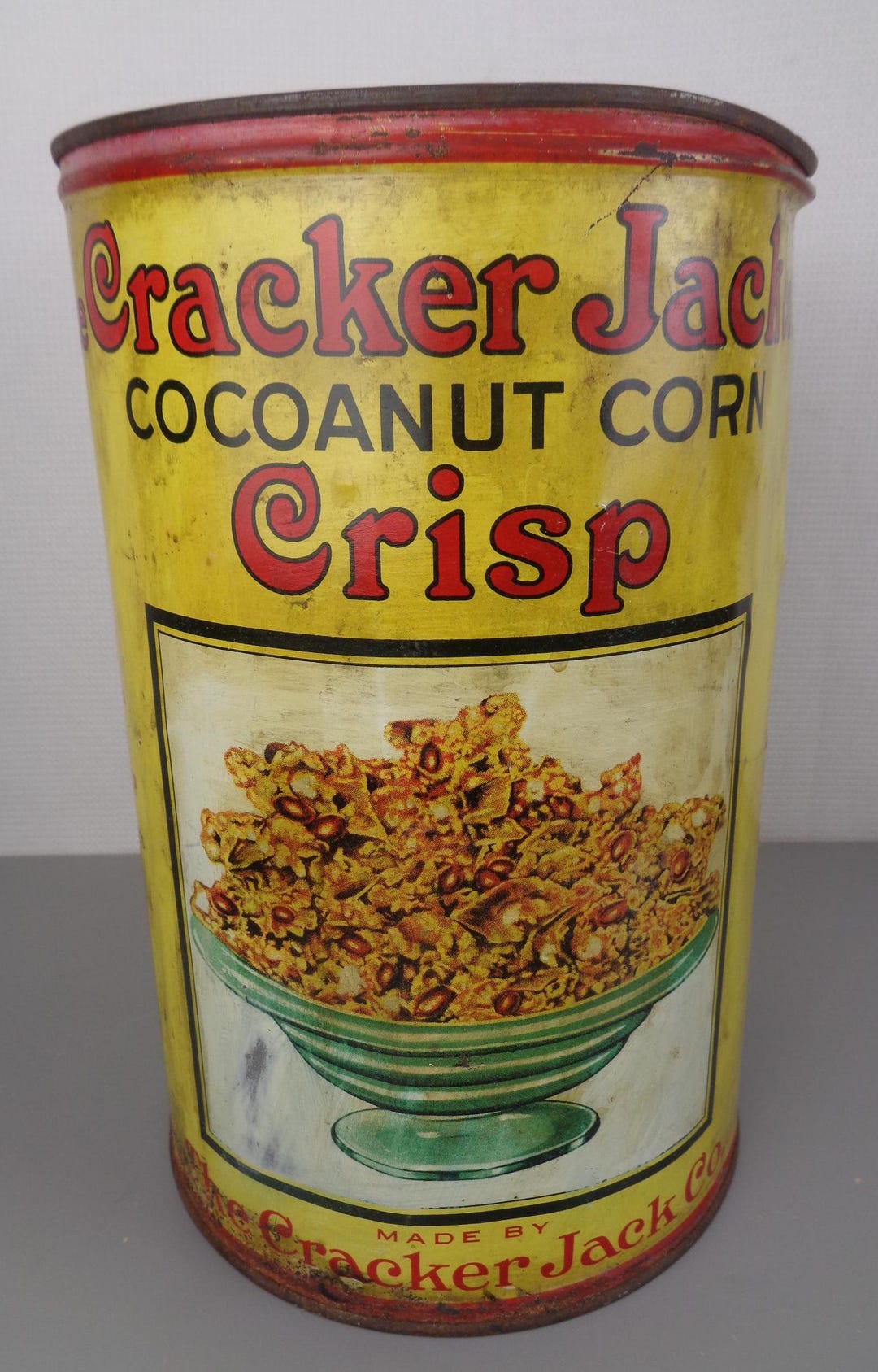 Vintage Large Cracker Jack Cocoanut Corn Crisp Tin, Vintage Cracker ...