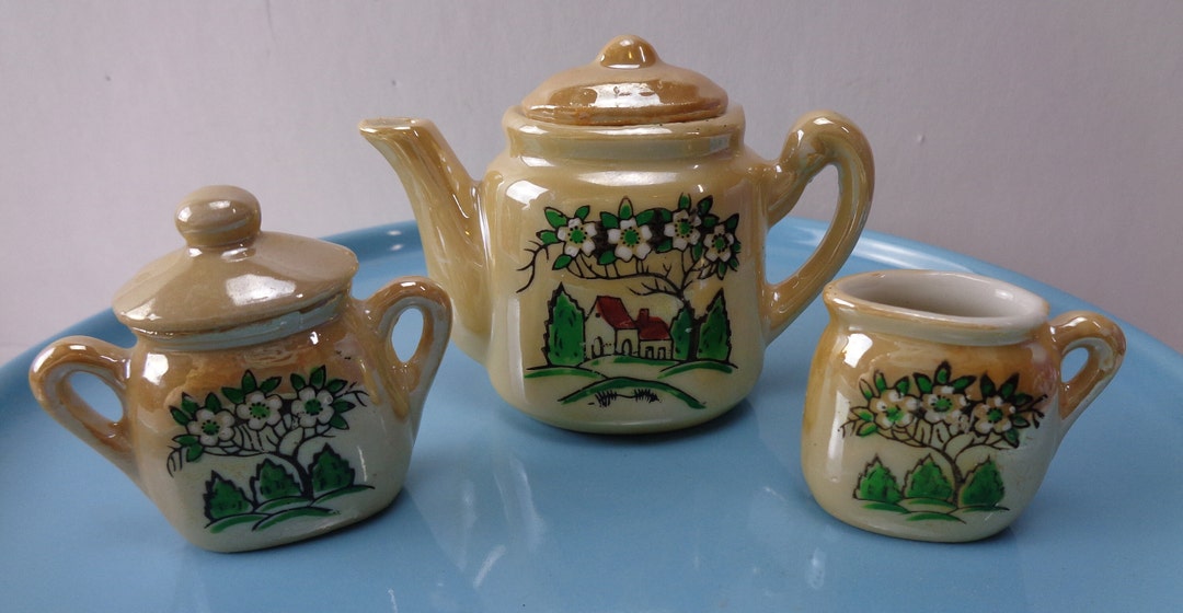 Vintage Miniature Doll Tea Set, Mini Lusterware Tea Set, Made in Japan ...