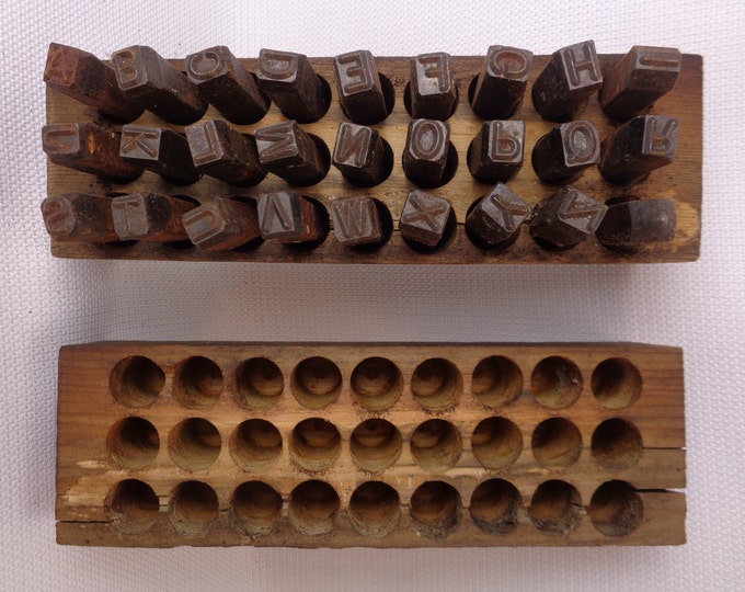 Antique Steel Letter Punch Set in Wooden Box, 27 Piece - Etsy