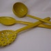 Vintage Yellow Enamelware Ladle, Slotted Spoon and Serving Spoon ...