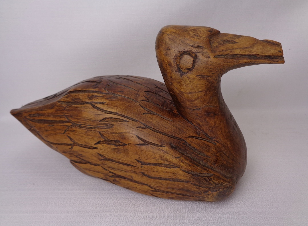 Vintage Primitive Carved Wooden Duck Decoy, Handmade Solid Wood Duck - Etsy