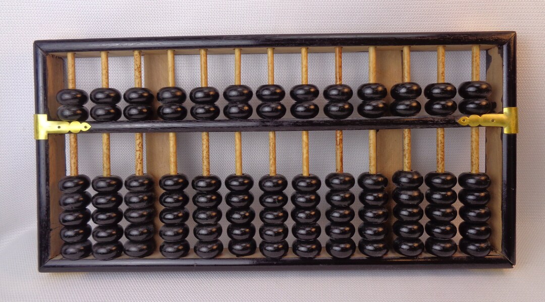 Vintage Wood and Brass Chinese Abacus, Vintage Lotus-flower Brand ...