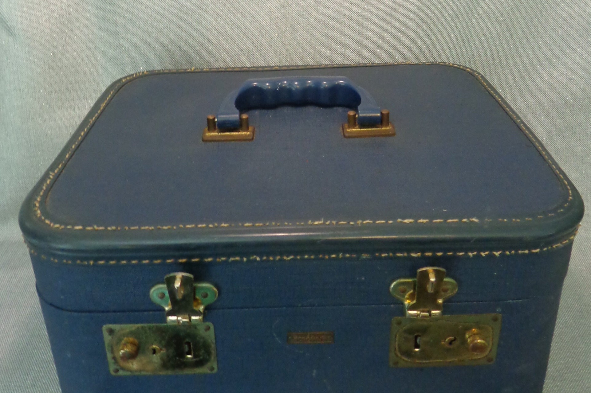 Vintage Crown Blue Train Case Vintage Small Blue Crown - Etsy