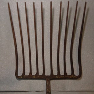 Antique Large Iron Manure Pitchfork Head, Antique Iron Manure Hay Fork ...