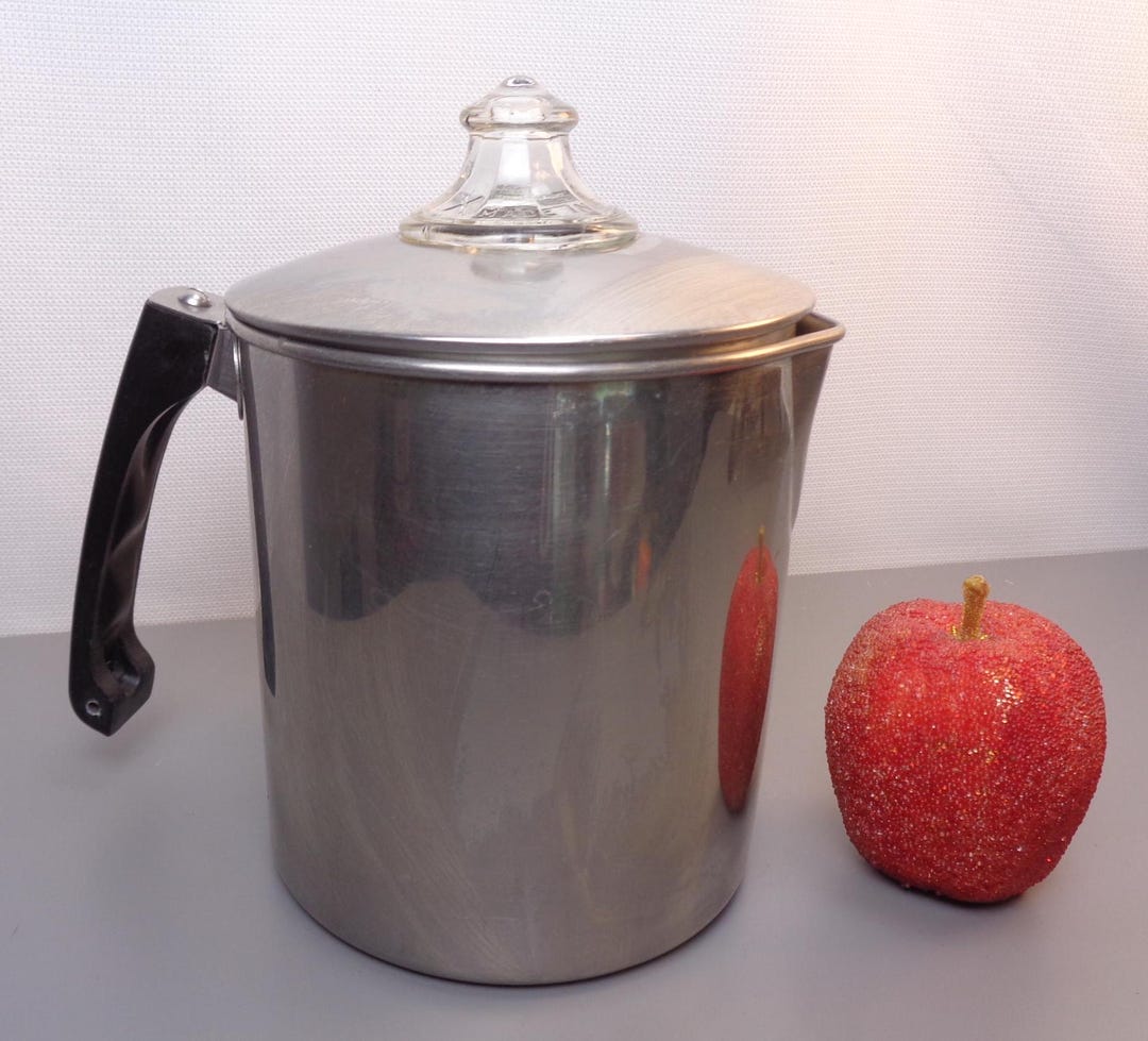 Vintage Stainless Steel Coffee Pot With Pyrex Glass Top, Stainless Ware ...