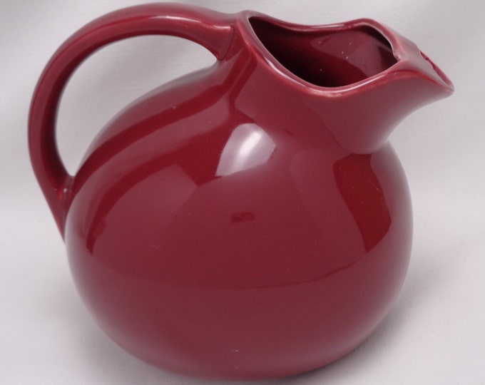 Vintage Burgundy Ball Pitcher, Vintage Dark Red Round Tilt Ball Pitcher ...