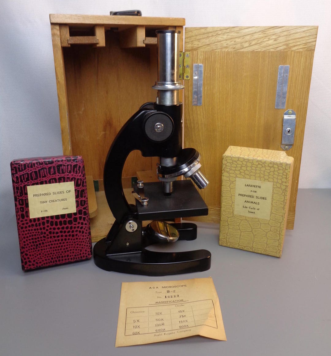Vintage ASA Tokyo No.16223 Microscope, Type B-2 Asa Microscope, 2 Boxes ...