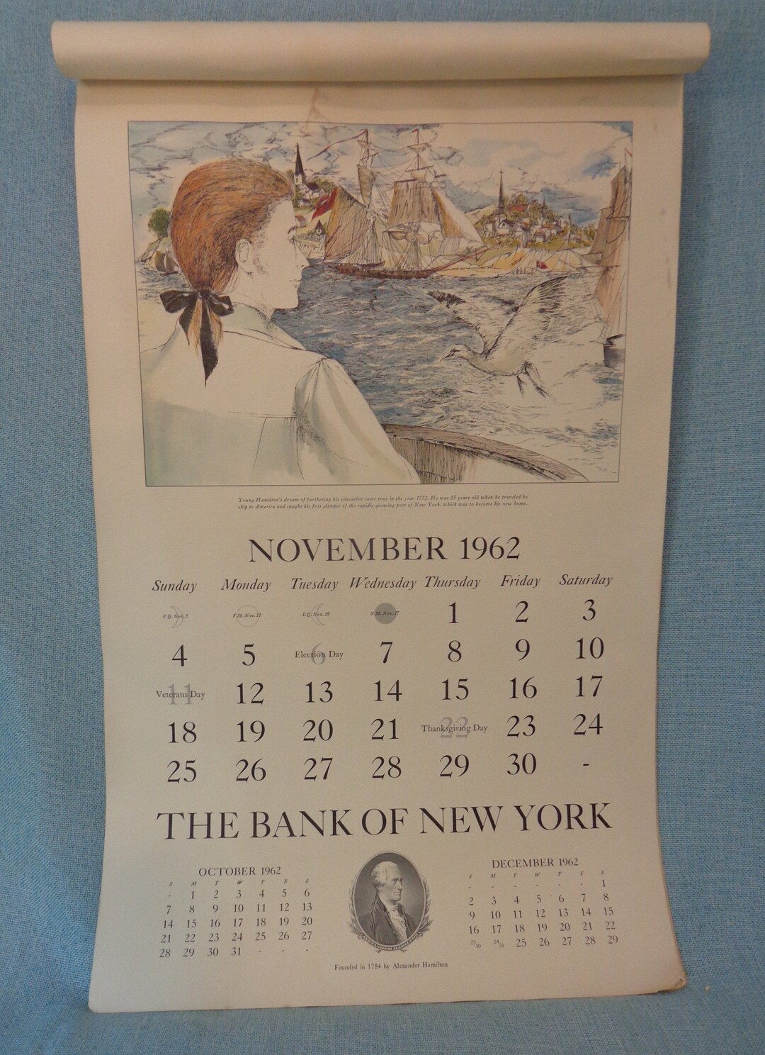 Vintage 1962 Bank of New York Wall Calendar, the 1962-1963 Calendar of ...