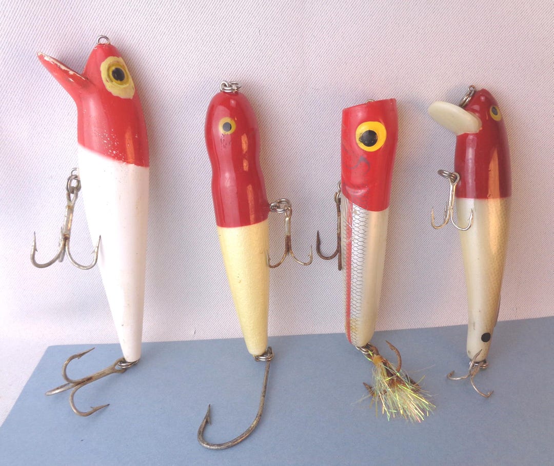 Vintage Storm Shallo Mac Lure White Red, and 3 Additional White Red ...
