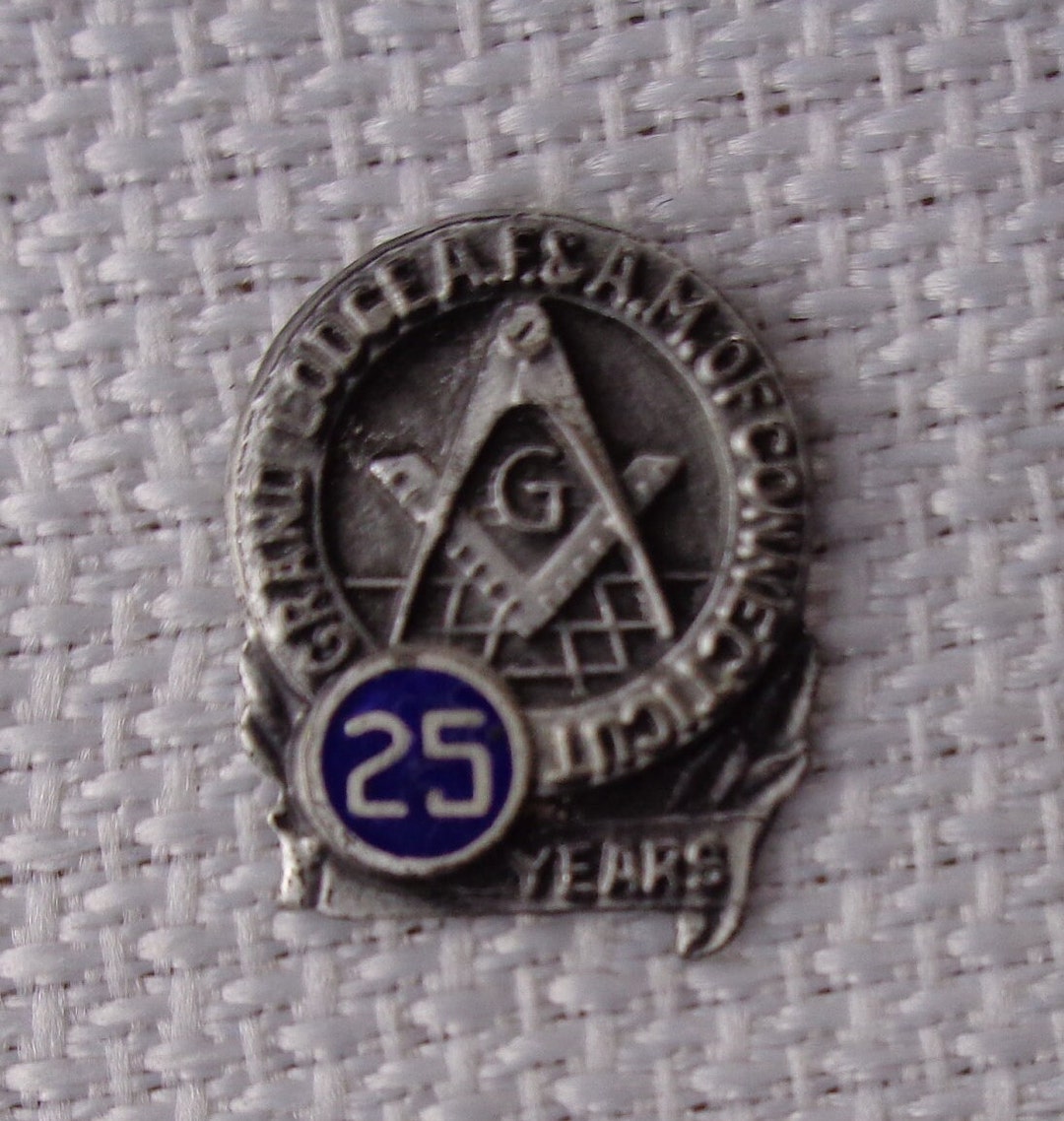 Antique Sterling Masonic 25 Year Member Pin, Vintage Free Masons ...