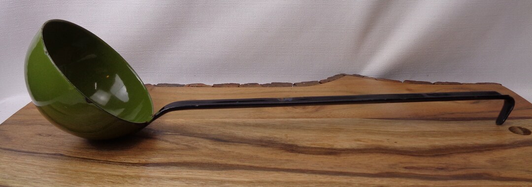 Vintage Green Enamel Ladle, Vintage Green Enamelware Ladle, Poland or ...