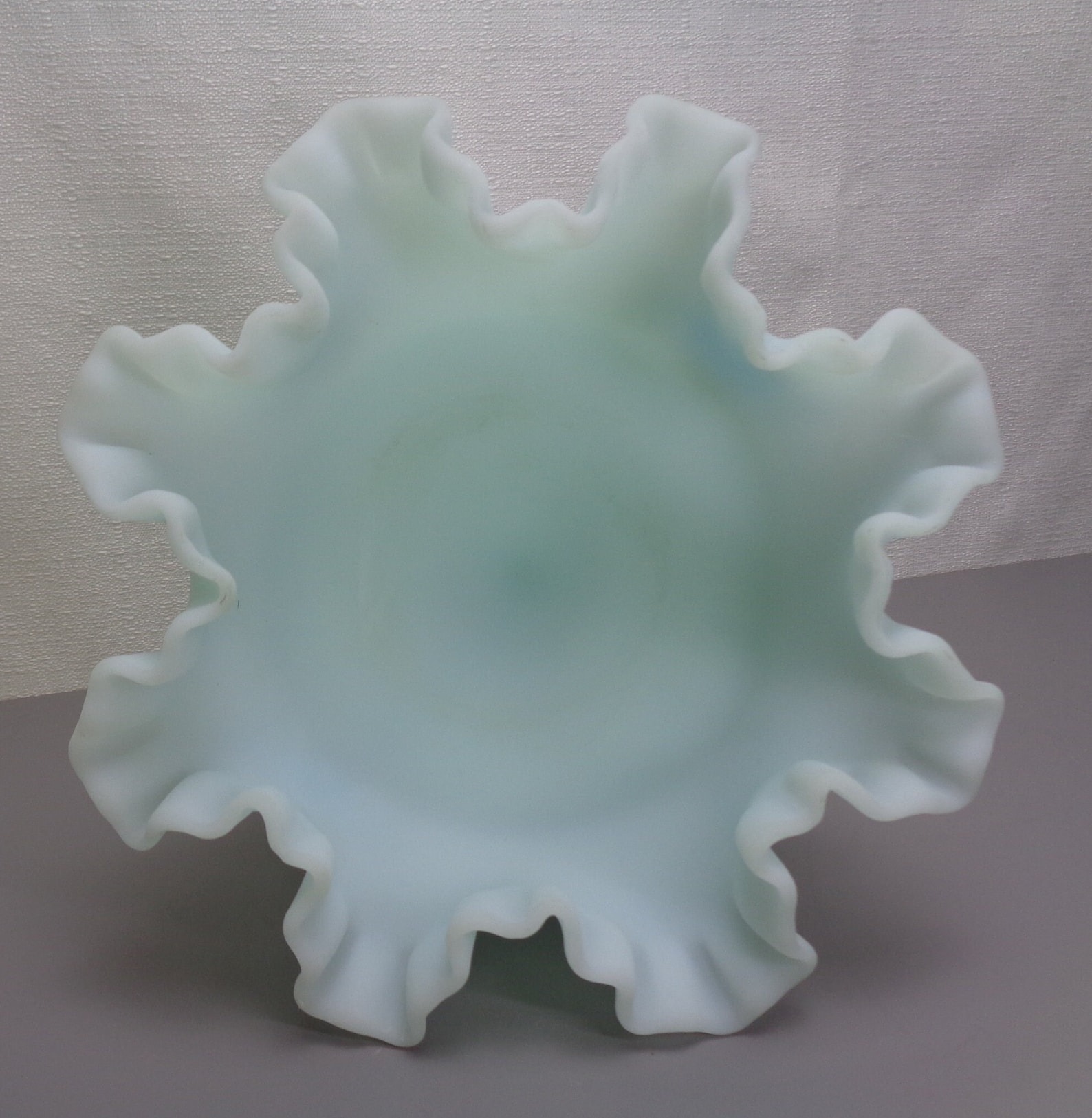 Vintage Fenton Satin Glass Ruffled Compote Blue Rose, Fenton Light Blue ...