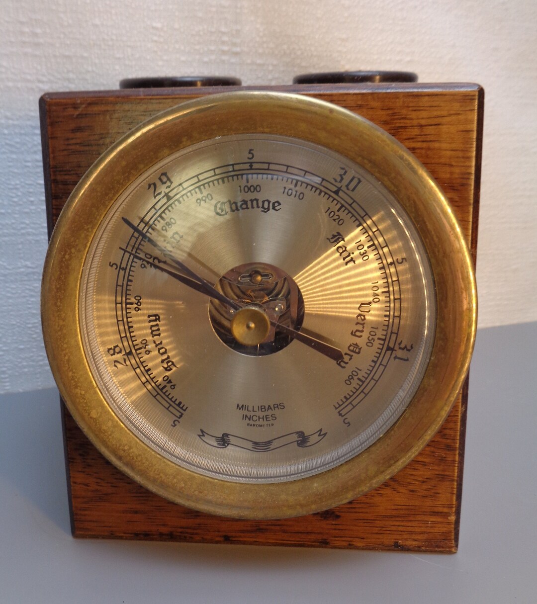 Vintage Oceanic Millibars Inches Marine Desk Barometer, Vintage Brass ...