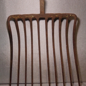 Antique Large Iron Manure Pitchfork Head, Antique Iron Manure Hay Fork ...