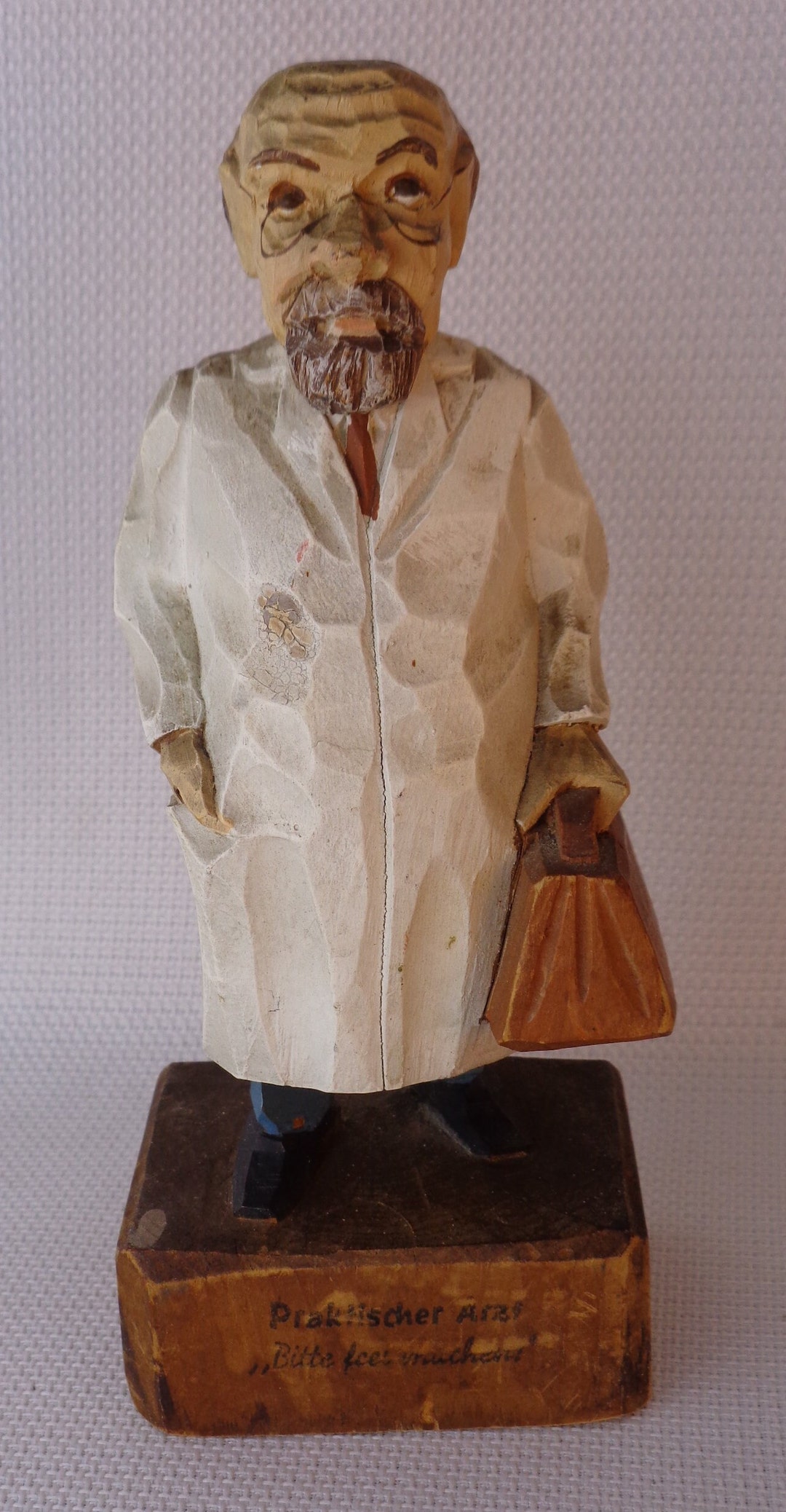 Vintage Wood Carved German Black Forest Physician Figurine, Vintage ...