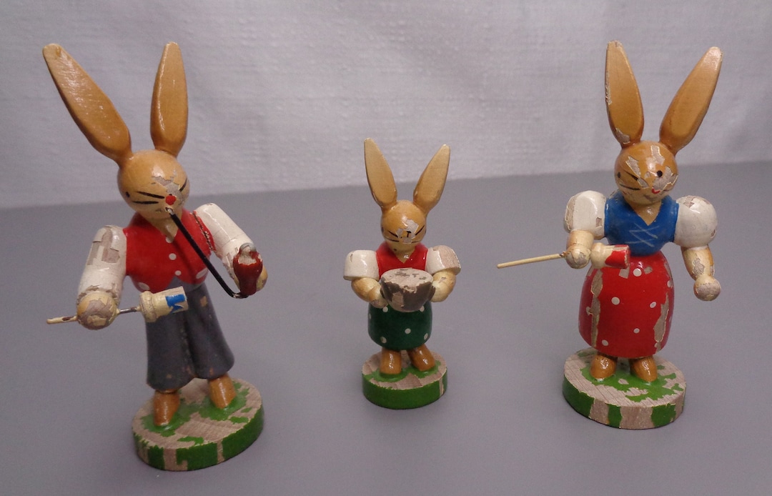 Vintage Wooden Erzgebirge Rabbits, Vintage Wendt Kuhn Erzgebirge Rabbit ...