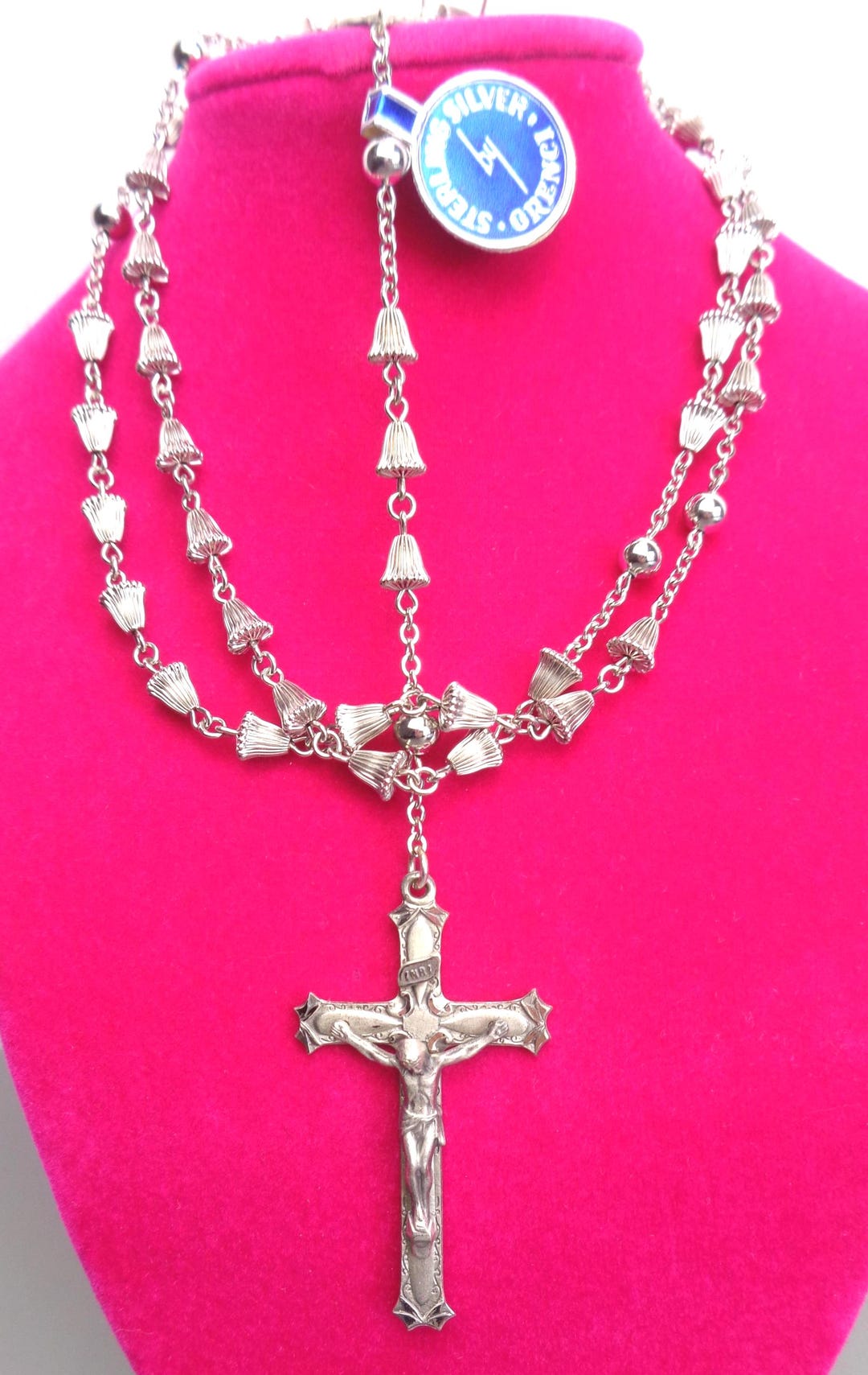 Vintage Grenci Sterling Silver Rosary Beads, Vintage Grenci Ave Maria ...