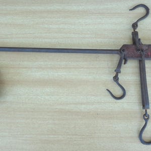 Antique Wrought Iron Hanging Balance Scale With Counterweight, Antique ...