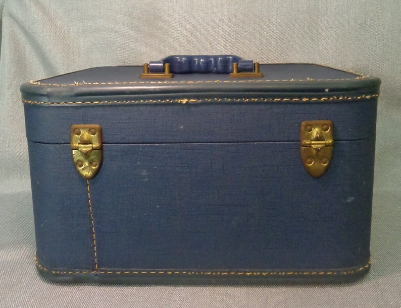 Vintage Crown Blue Train Case Vintage Small Blue Crown - Etsy