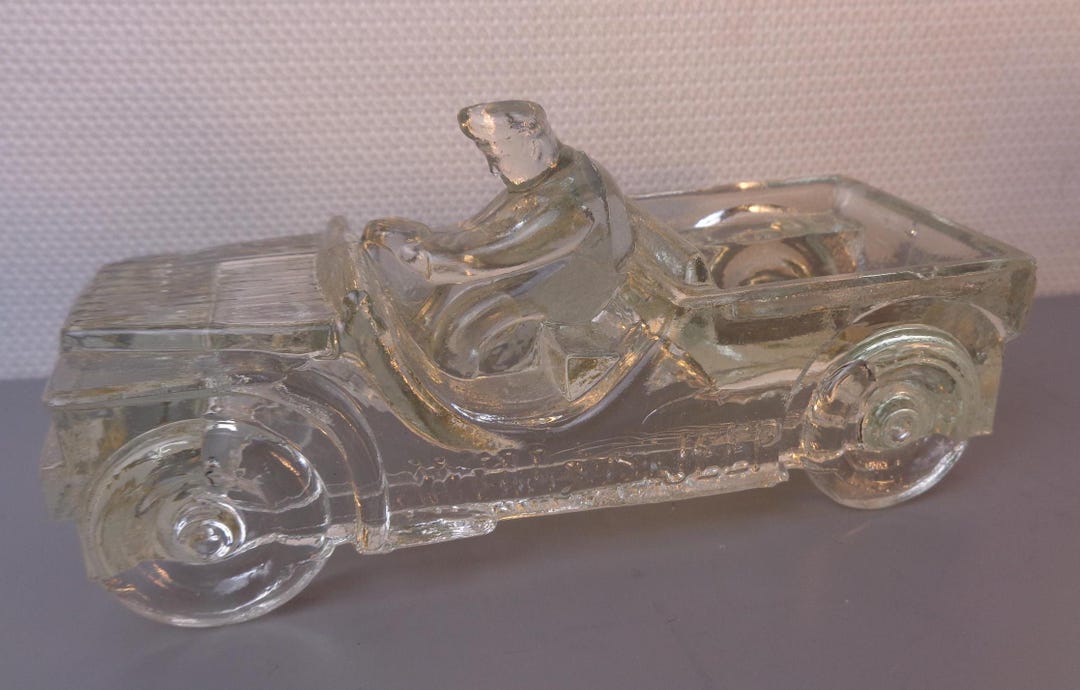Vintage Victory Glass 1940s Willys Jeep Candy Container, JH Millstein ...