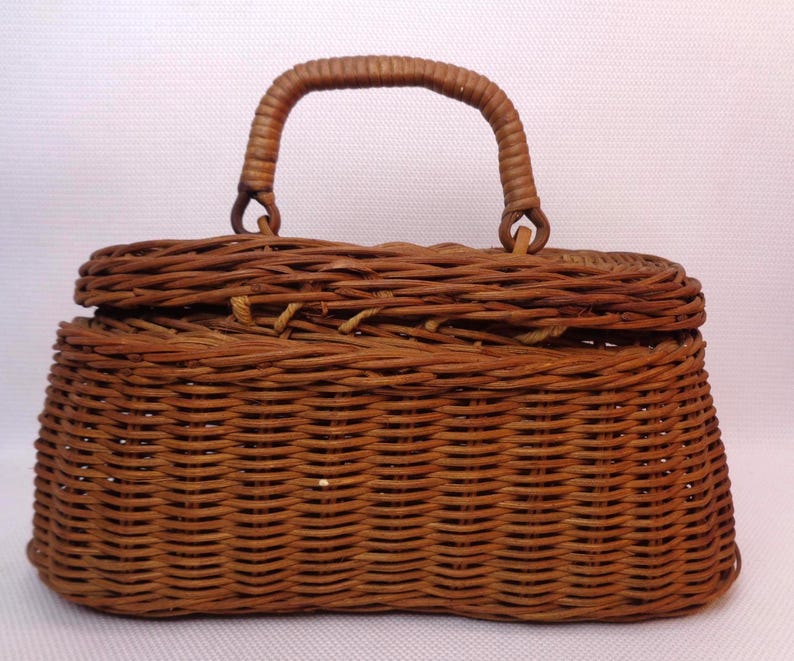 Vintage Small Fishing Creel, Vintage Small Split Willow Fishing Creel ...