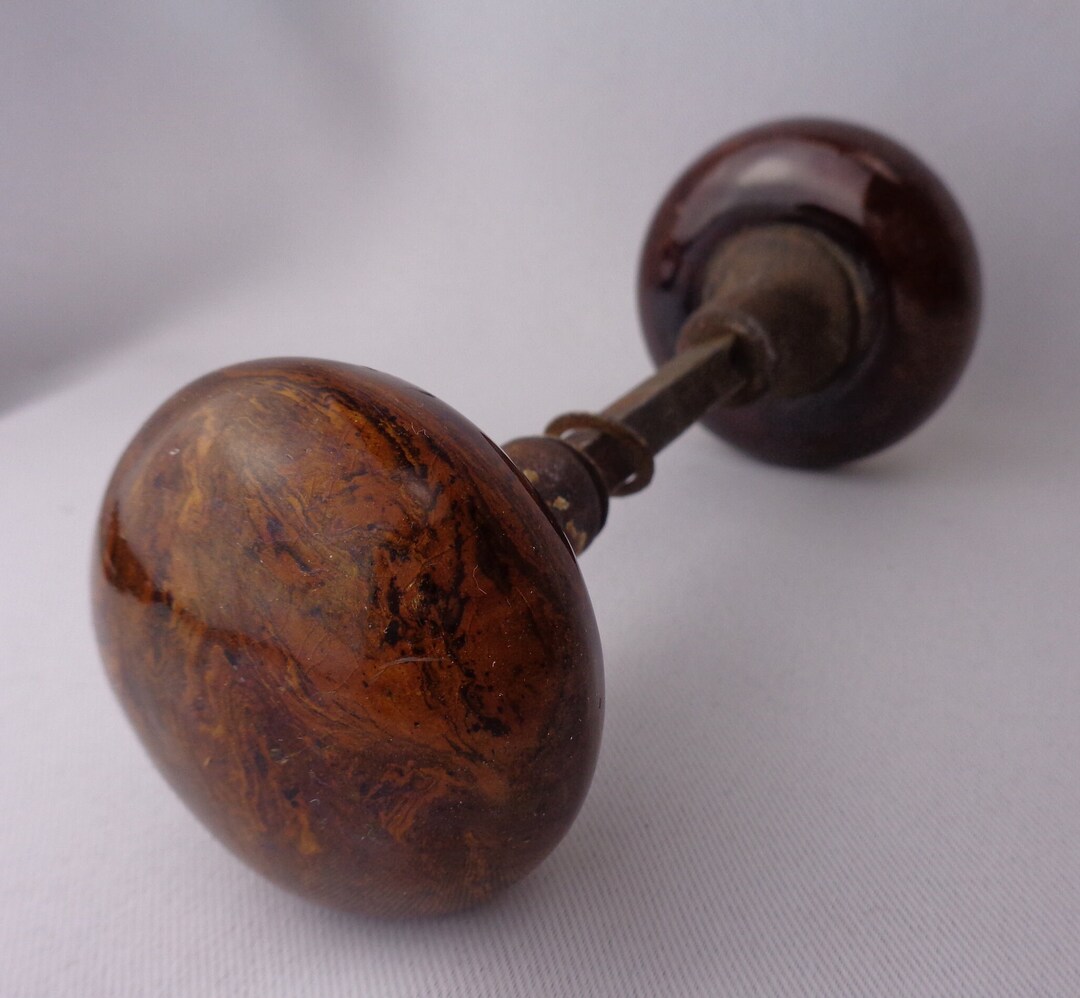 Antique Brown Swirl Marble Door Knob Set, Vintage Tiger Marble Door Knob Set - Etsy