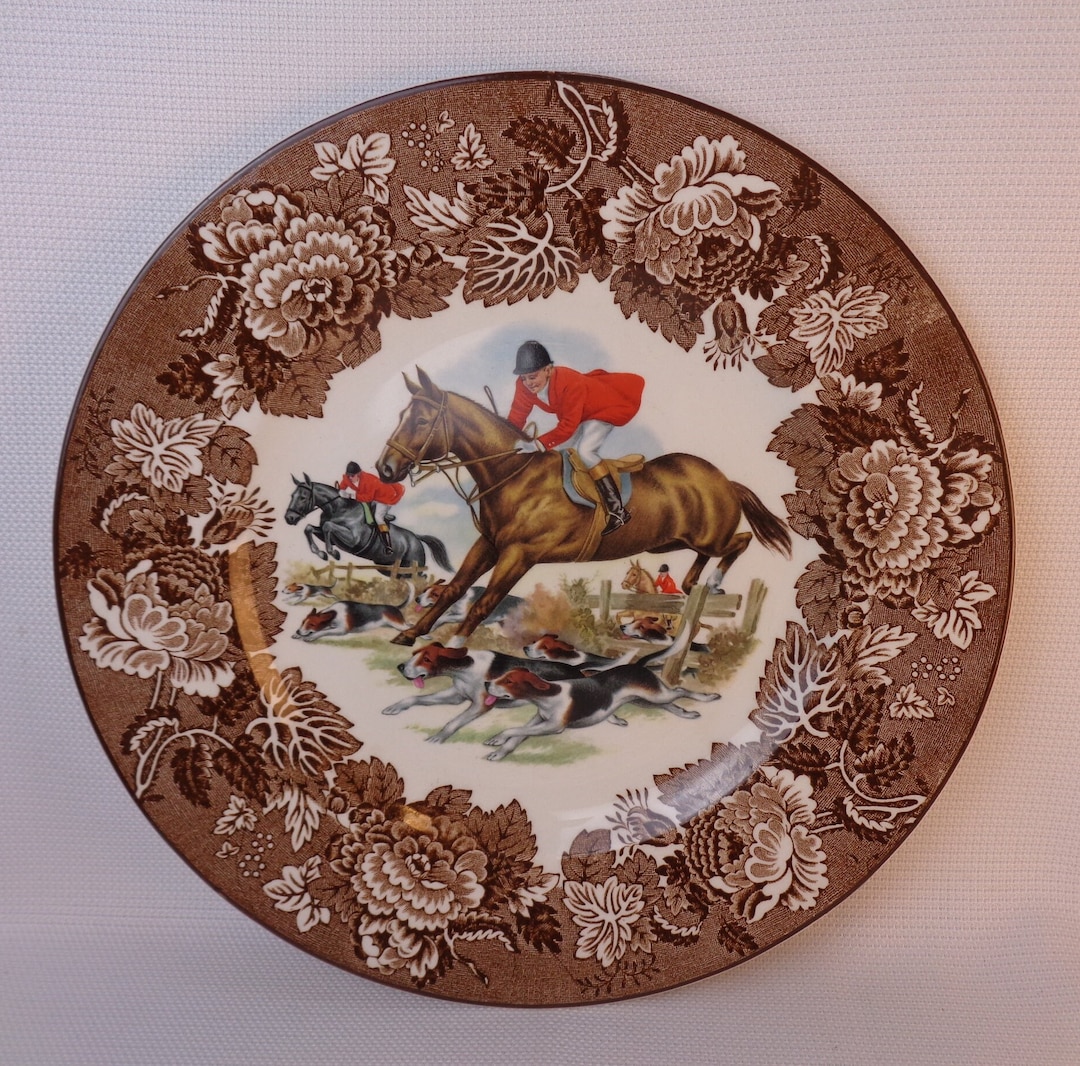 Vintage Wood & Sons Alpine White Fox Hunt Plate, Vintage Ironstone Fox ...