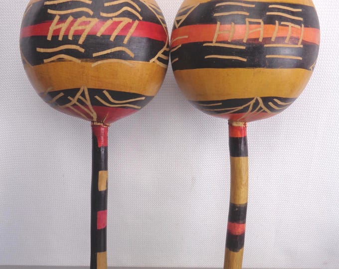 Vintage Tall Haitian Maracas, Vintage Handmade Rumba Shakers, Maracas ...