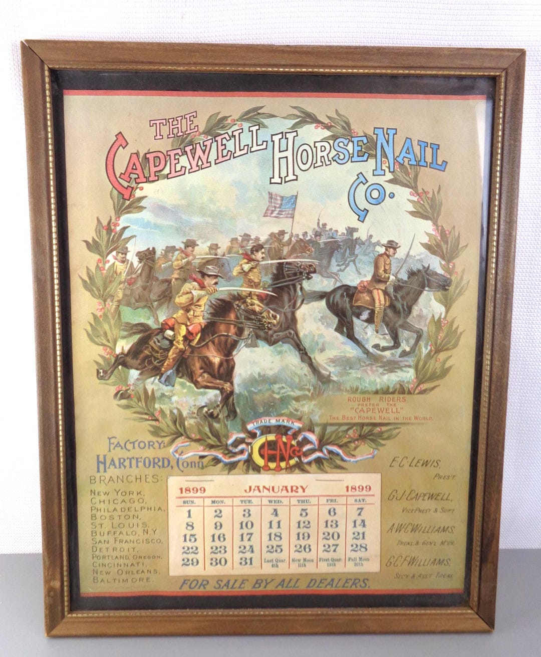 Vintage Advertising Print, Vintage Framed Capewell Horse Nail Co ...