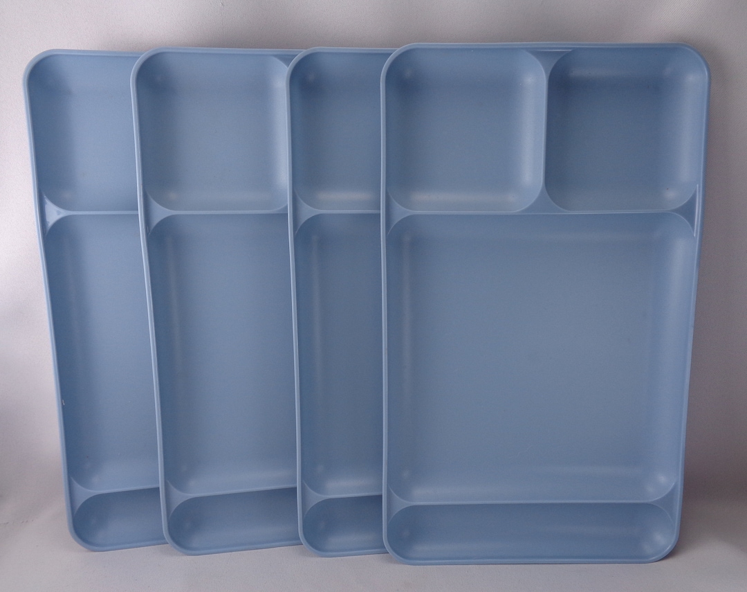 Vintage Tupperware Divided Plastic Trays, Vintage Blue Tupperware Lunch ...