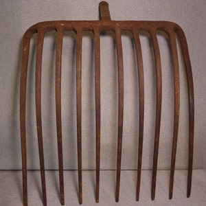 Antique Large Iron Manure Pitchfork Head, Antique Iron Manure Hay Fork ...