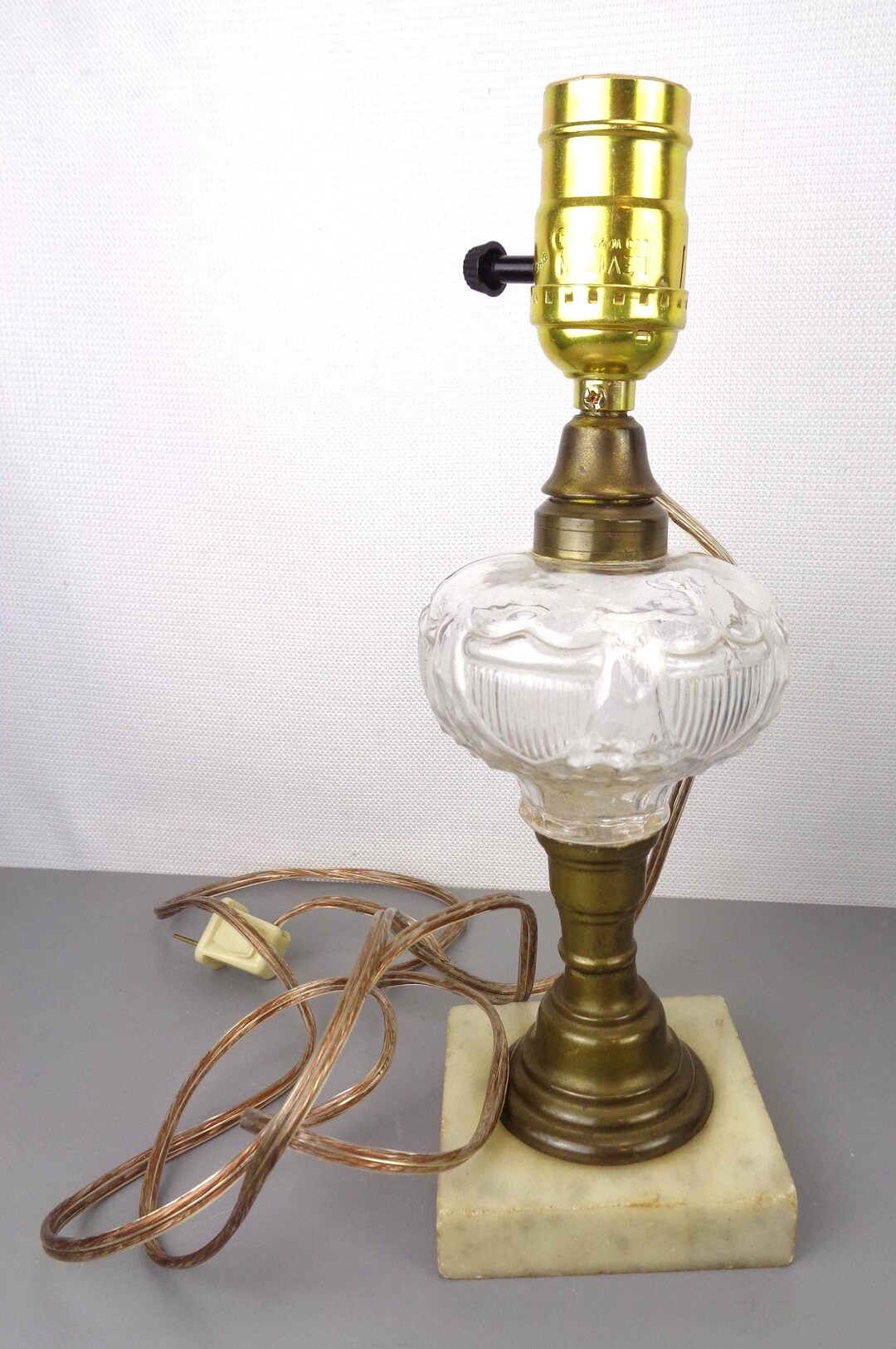 Vintage Glass USA Shield Lamp on Marble Base, Vintage Patriotic Stars ...