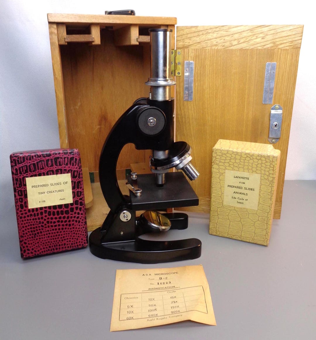 Vintage ASA Tokyo No.16223 Microscope, Type B-2 Asa Microscope, 2 Boxes ...