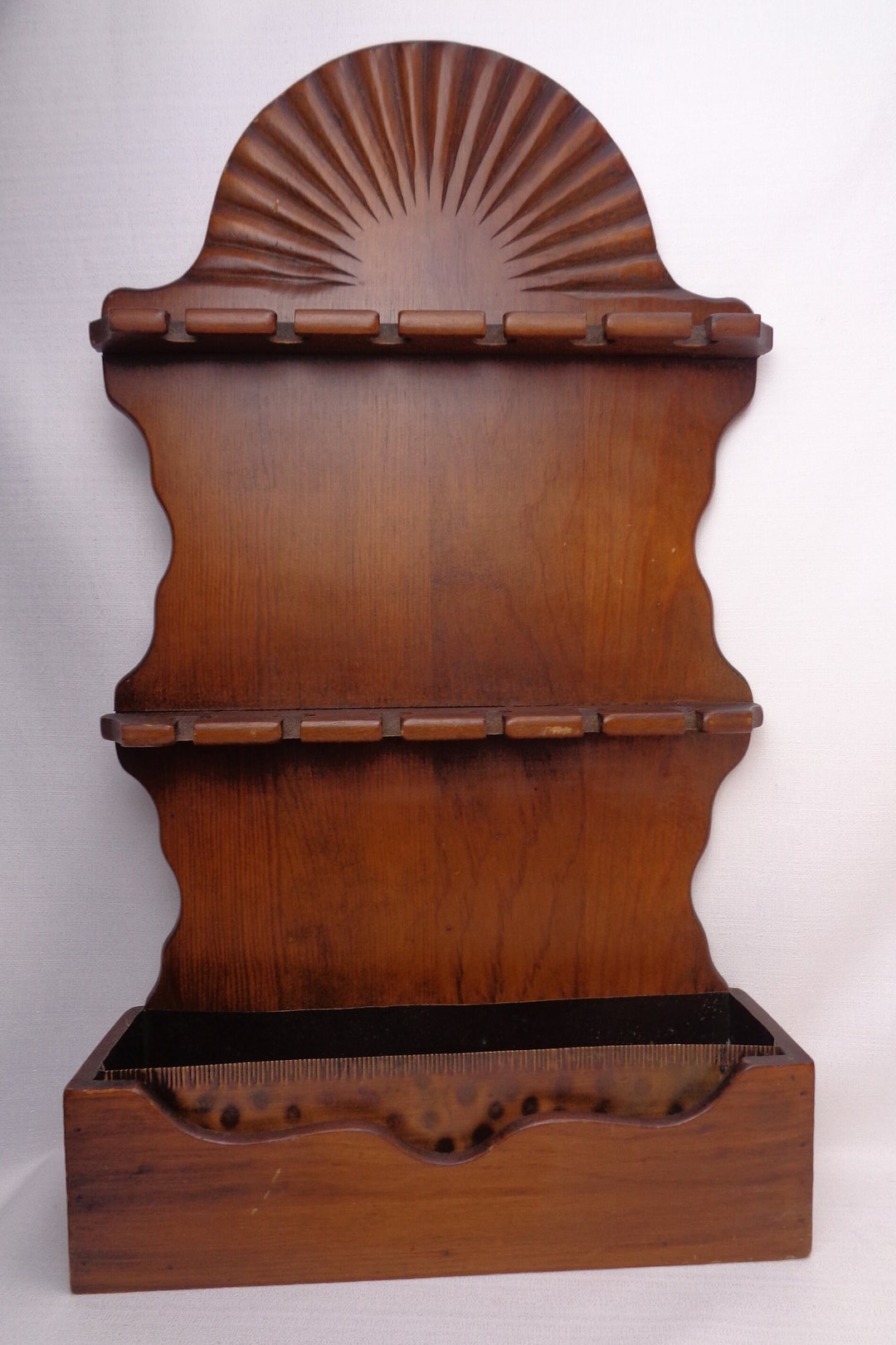 Vintage Wooden Spoon Holder Shelf With Copper Insert, Vintage Wood ...