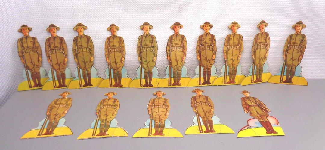 Vintage WWI US Army Die Cut Cardboard Soldier Cutouts, World War I ...