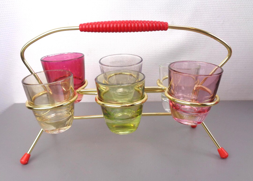 Mid Century Modern Shot Glass Set, Vintage Harlequin Shot Glass Set - Etsy