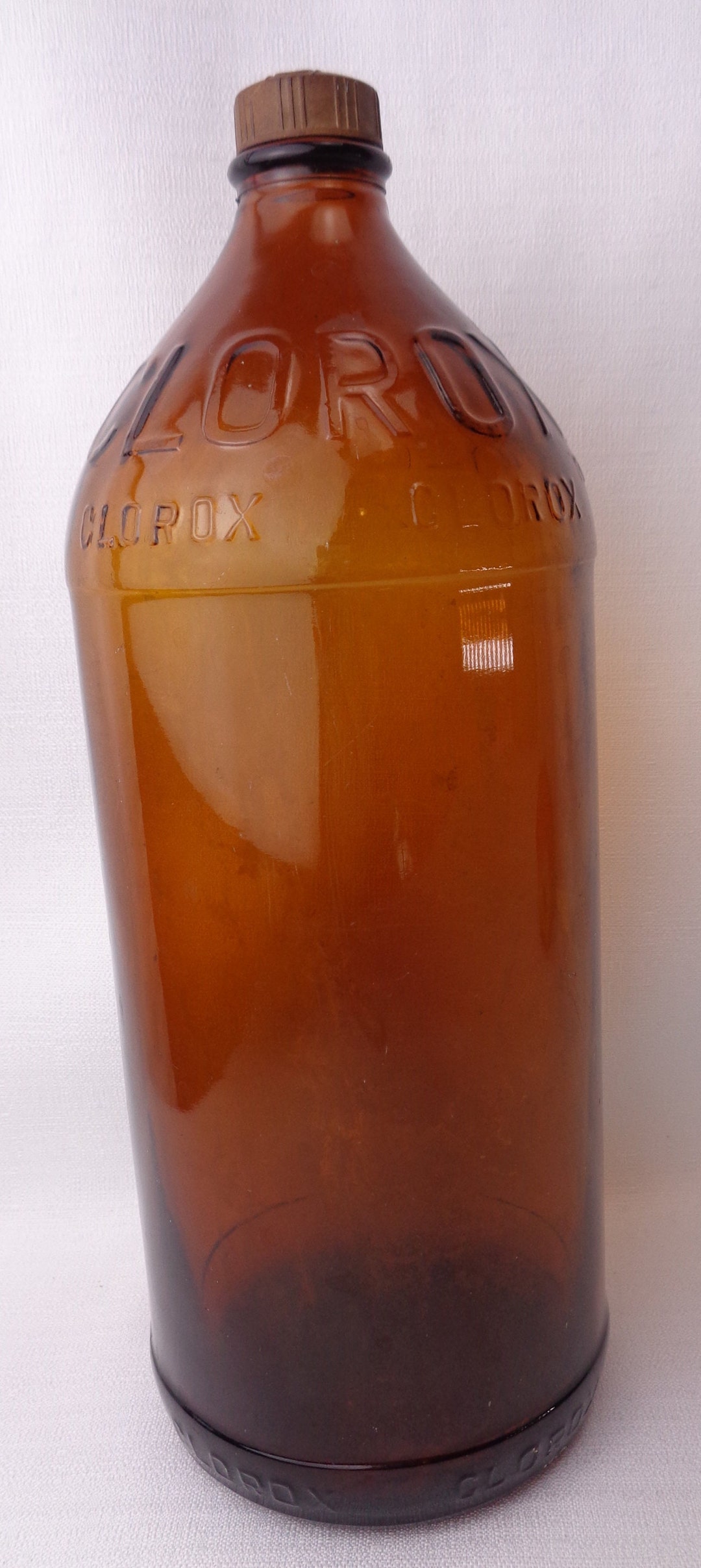 Vintage Amber Glass Clorox Bottle, Vintage 1940s Original Glass Clorox ...