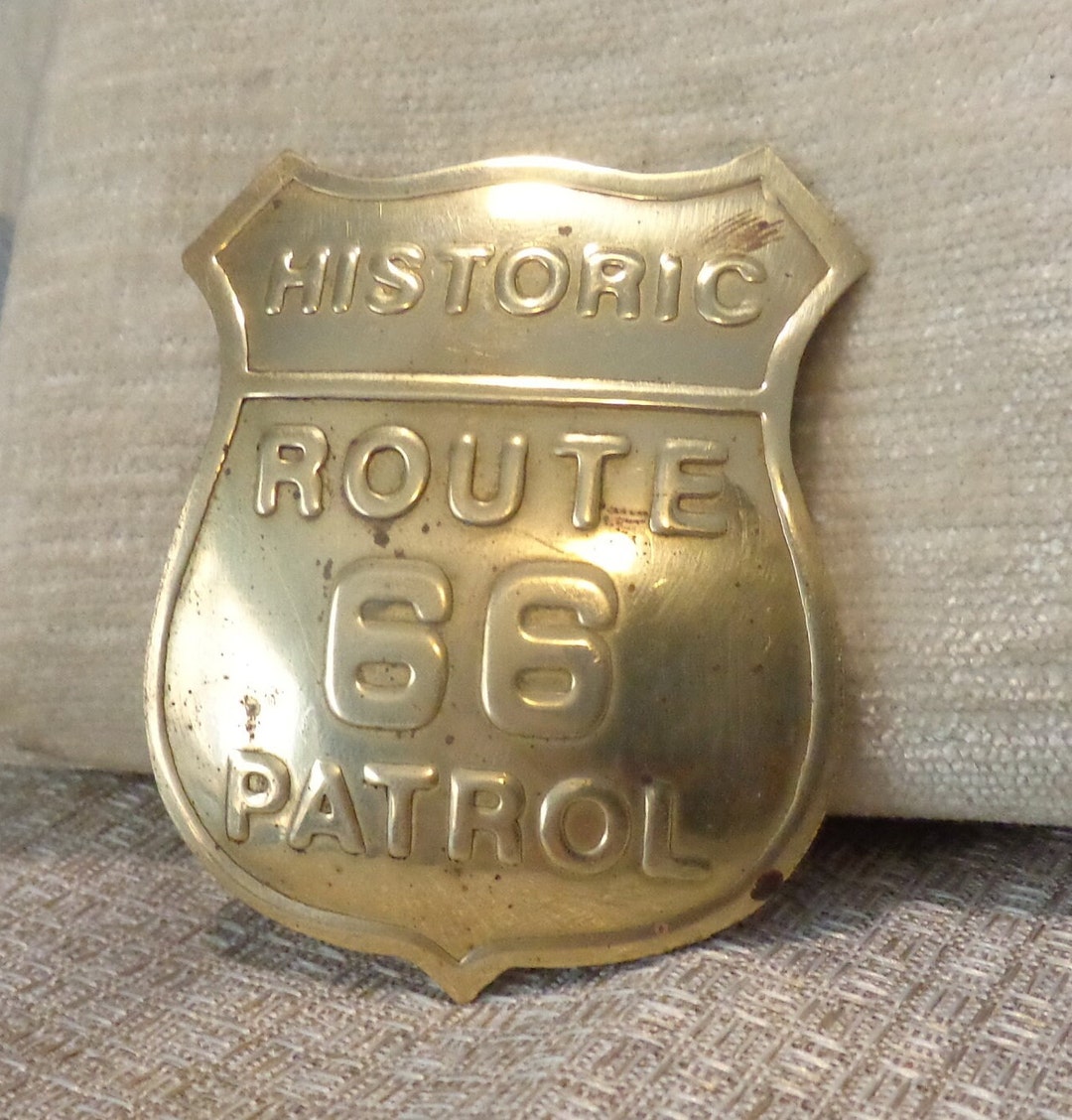 Vintage Brass Historic Route 66 Patrol Badge, Historic Route 66 Pin ...