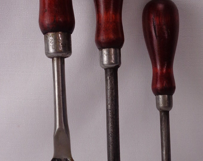 Vintage Wood Handle Goodell Pratt Bearing Scrapers, No 382, 381, 581 ...