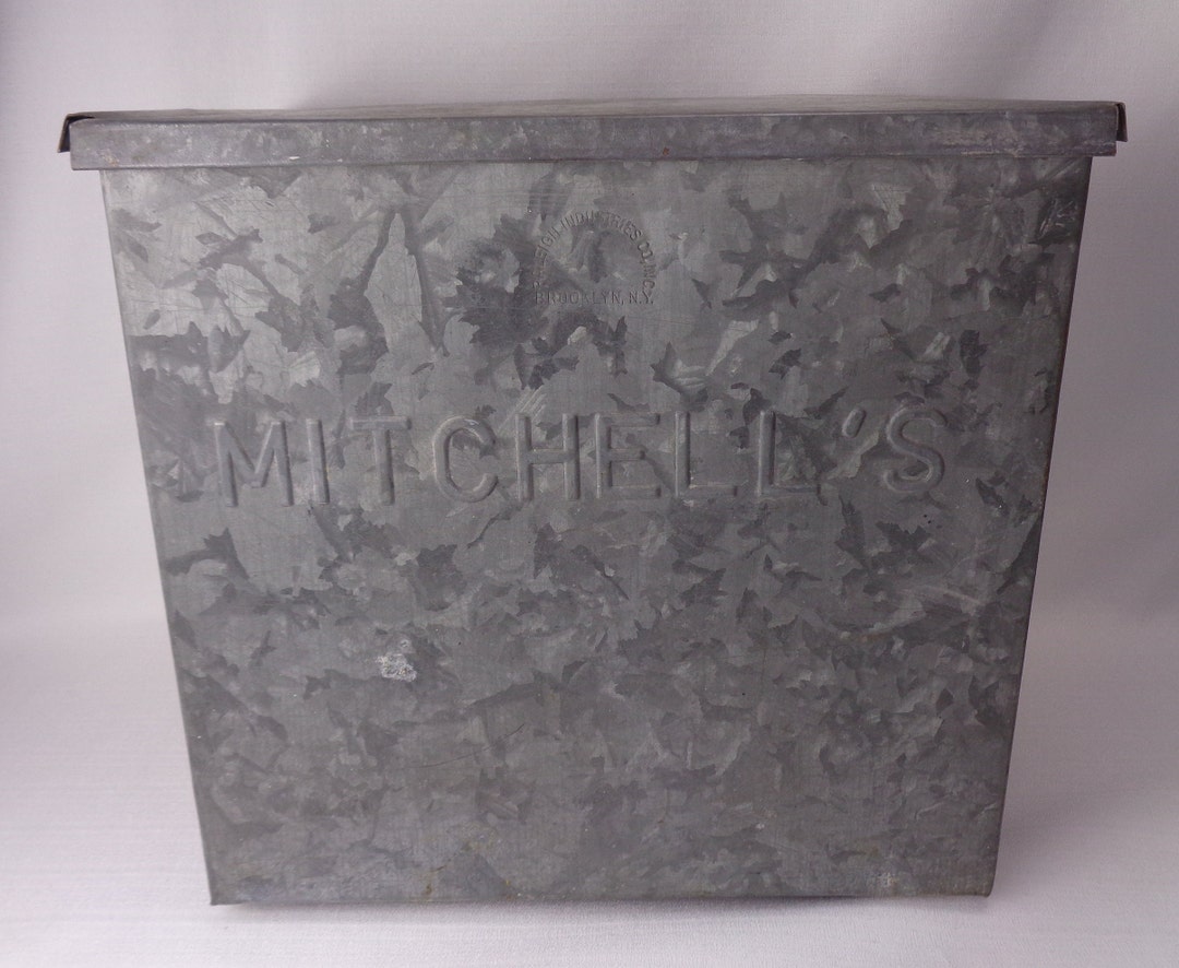 Vintage Galvanized Mitchell's Milk Box, Vintage Galvanized Metal Dairy ...