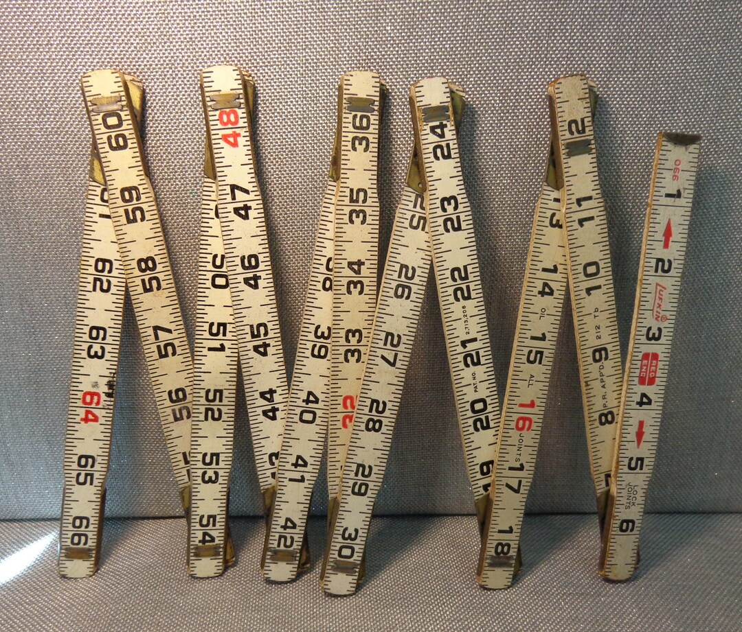 Vintage Lufkin O66 Extension Folding Ruler, Vintage Lufkin Wooden Tape ...