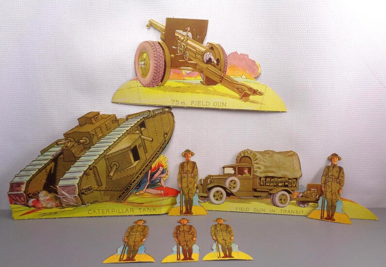 Vintage WWI US Army Die Cut Cardboard Cutouts, World War I Soldier ...