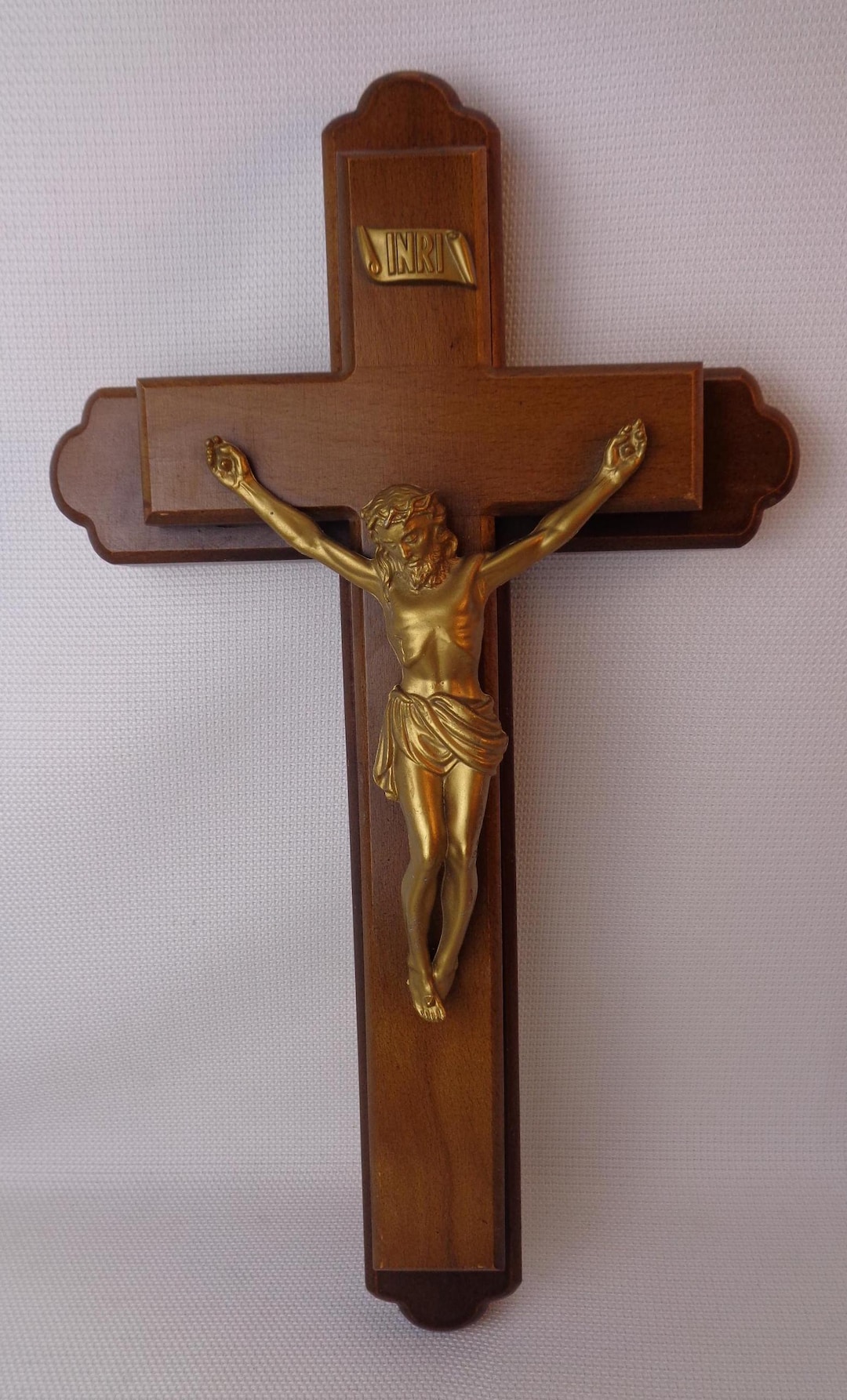 Vintage Wooden Sick Call Crucifix, Vintage Wood and Brass Crucifix ...