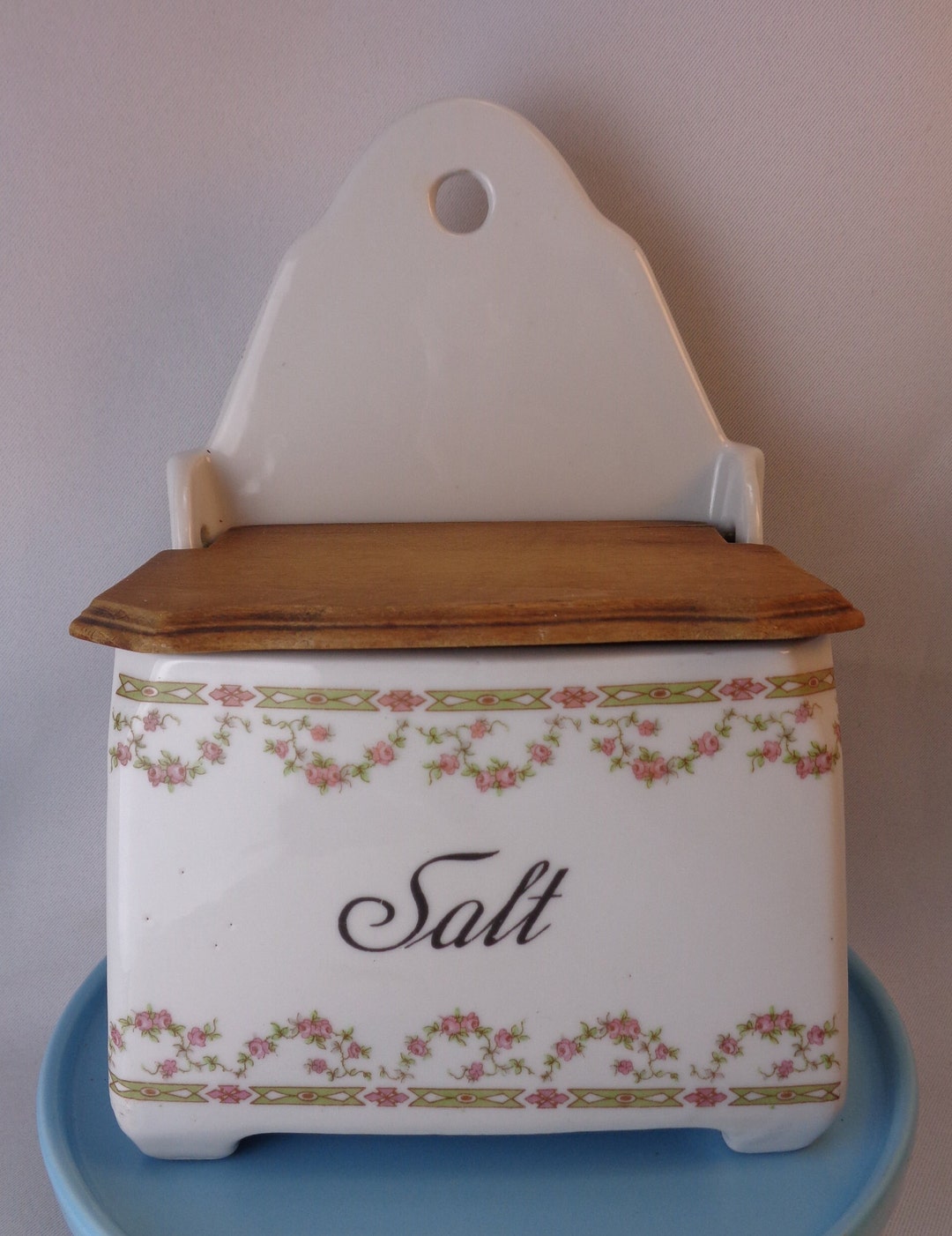 Antique Czech Porcelain Salt Box, Antique Victoria Czech Porcelain Salt ...